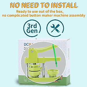 Happizza Button Maker Machine (3rd Gen) Installation-Free, 58mm (2.25in) DIY Pin Badge Button Maker Press Machine Badge Punch Press with Free 100pcs Button Parts&Pictures&Circle Cutter&Magic Book