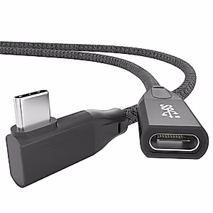 USB C Extension Cable Right Angle 3.3FT,JavicTech USB3.1 Gen2 10Gbps Female to Male Extender Braided Cord Type C Extender for Nintendo Switch,MacBook Pro/Air,iPad Pro,Surface,DJI Mavic,Magsafe Charger