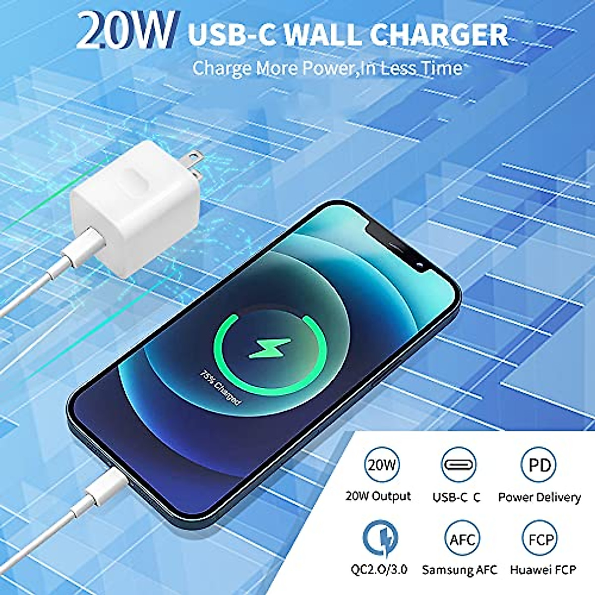 USB C Wall Charger, iPhone Fast Charger Block 2Pack 20W PD Power Adapter Compatible with iPhone 14/14 Pro/14 Pro Max/14 Plus/13 12 11 Pro Max/Pro/Mini/XS/XR/X, iPad Pro/Mini, Galaxy,Google Pixel 5/4/3