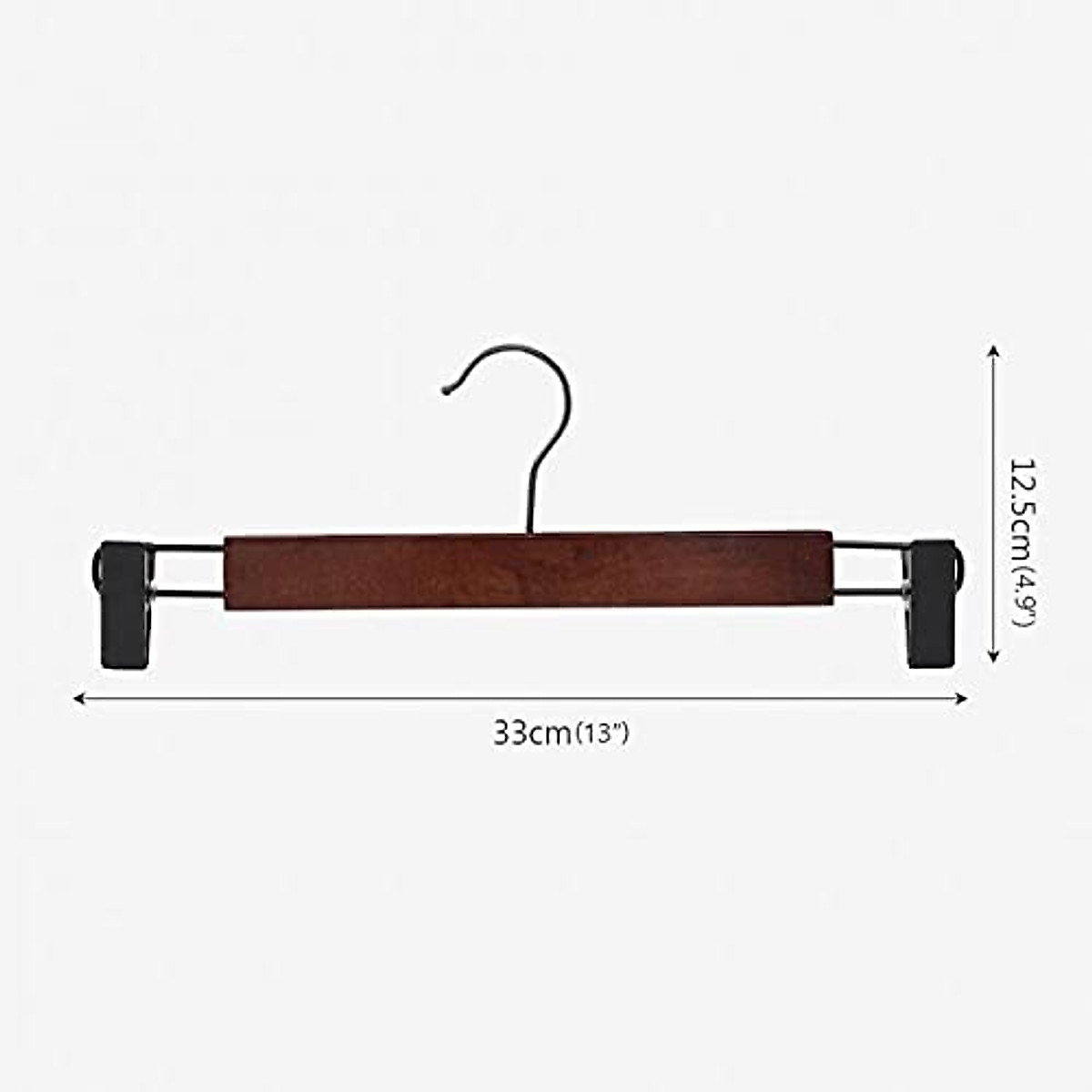 Wooden Pants Hangers Non Slip Grip Clips 360° Swivel Hook Solid Wood (13 inch) TPAG102910