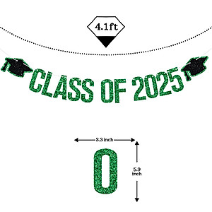Class of 2023 Banner - 2023 Graduation Decorations, Congrats Grad Decorations, High School College Graduation Party Decoration Supplies Green Glitter