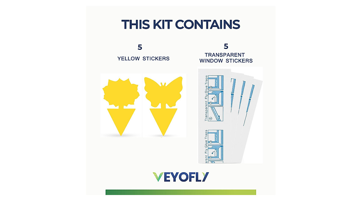 Veyofly Sticky Traps for Plants and Windows, Bundle with 5 Yellow ...