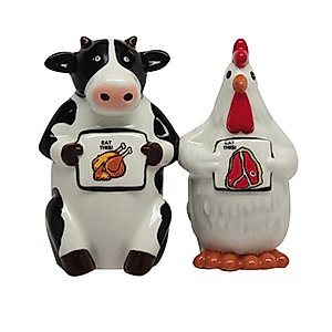 Pacific Giftware 1 X Eat Chicken Eat Beef - Salt and Pepper Shakers