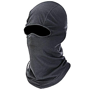 Ergodyne - 16824 Natural Wool Balaclava Ski Mask, Winter Face Mask, Moisture Wicking, N-Ferno 6824 Black