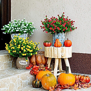 AIOR 10 Bundles Artificial Flowers, UV Resistant Fake Flowers Plastic Greenery Shrubs Plants for Floral Arrangement, Hanging Pots, Home Garden Decor Graduation (Yellow)