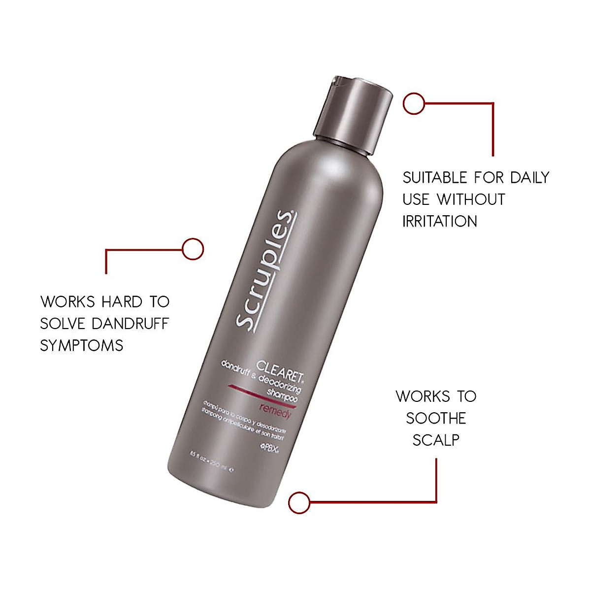 Scruples Clearet Anti Dandruff Shampoo - Professional Deodorizing Shampoo to Soothe Dry & Itchy Scalp From Flaking - Scalp Treatment + Cleanser (8.5 oz)