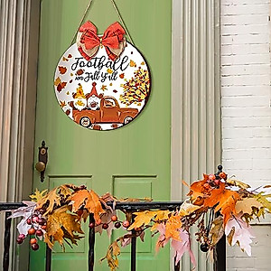Fall Y'all Front Door Sign Fall Football Wreaths Autumn Gnome Maple Leaves Hanger Sign Decorative Sign for Outside Thanksgiving Harvest Farmhouse Seasonal Holiday Yard Decor