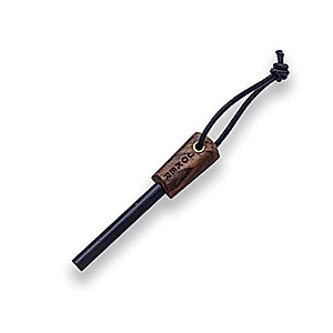 Joker Hunting Knife Canadiense CN114-P, Walnut Wood Handle, with Leather Sheath, Blade 4.13 inches of SANDVIK 14C28N, Includes Fire Starter, Tool for Fishing, Hunting, Camping and Hiking