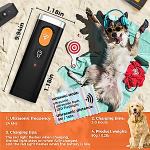 JOLLYJINKS Ultrasonic Dog Bark Deterrent Device for Training and Behavior Aids, Dog Barking Silencer for Indoor and Outdoor, Barks no More Dog Training Device
