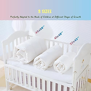 Baby Crib Comforter/Duvet/Blanket All Season 100% Natural White Goose Down Filled,Noiseless 500 Thread Count 100% Cotton Fabric 750+Fill Power (White, 33x43in)