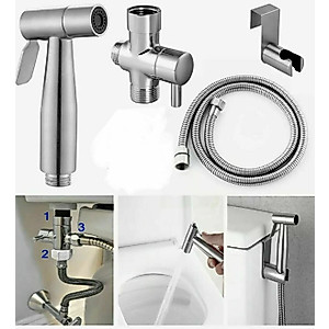 Bidet Sprayer for Toilet, Stainless Steel Bathroom Bidet Toilet Sprayer Baby Cloth Diaper Sprayer for Feminine Hygiene, Car Washing, Cleaning Floor