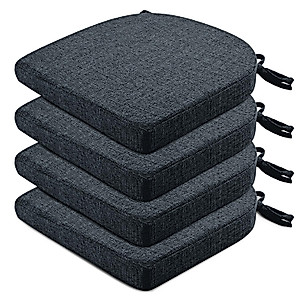 Wellsin Chair Cushions for Dining Chairs 4 Pack - Kitchen Chair Cushions with Ties and Non-Slip Backing - Dining Chair Pads 16"X16"X2", Navy