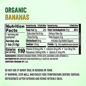 Amazon Brand - Mama Bear Organic Baby Food Bananas, vegetarian, 4 ounce (Pack of 1) Cup