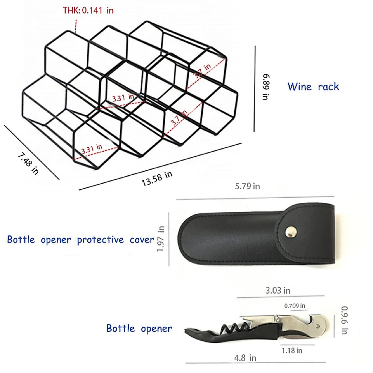 Metal Wine Rack, Free-Standing Countertop Wine Bottle Rack, can Store up to 9 Wine Bottle