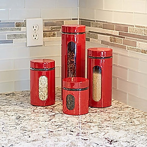 Anchor Hocking Palladian Window Cylinder Jars, Mixed Sizes, Cherry, Set of 4