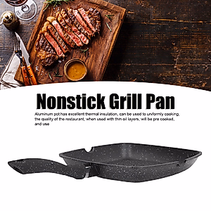 Nonstick Grill Pan,Square Griddle Pan,Aluminum Skillet Steak Bacon Pans with Detachable Handle for Restaurant Indoor Outdoor Barbecue Frying Sauteing Black