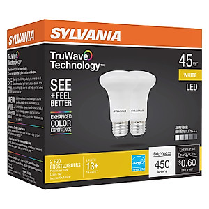 Sylvania LED TruWave Natural Series R20 Light Bulb, 50W Equivalent Efficient 5W, Dimmable, Frosted, 3000K, Neutral White - 2 Pack (40789)
