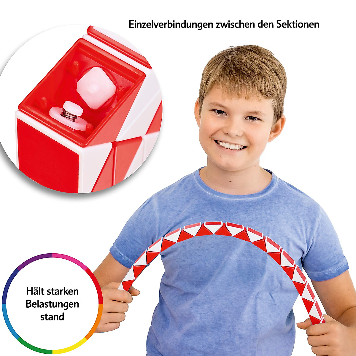 CUBIDI® Magic Snake Cube | Fidget Snake Toy for Kids | Travel Toys for Kids Ages 4-8 | Great Gift for Boys and Girls Birthday, Christmas, Stocking Stuffers - 48 Blocks | 0.9 inch x 0.7 inch | Red