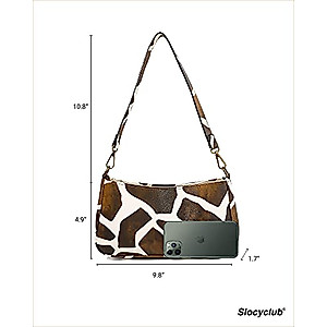 Slocyclub 90S Shoulder Bags for Women, Retro Classic Shoulder Bag with Zipper Closure for Women Vegan Leather Crocodile Purse Clutch Handbag