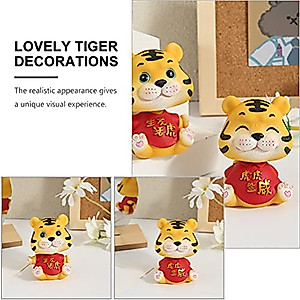 TOYANDONA Mini Toys 2pcs Bobblehead Tiger Figure Dancing Shaking Head Toys Animal Swinging Car Dashboard Decoration for Home Kitchen Office Decor Rearview Mirror Plants Decor