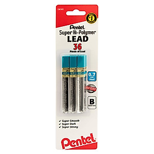 Pentel® Super Hi-Polymer® Lead Refills, Medium Point, 0.7 mm, B Hardness, Pack Of 36 Refills