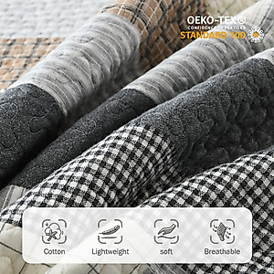 Y-PLWOMEN Queen Quilt Bedding Set 100% Cotton Lightweight Quilts Queen Size, Cozy Quilt for Queen Bed, Reservible Queen Bedspread Soft Queen Quilt Set for All Season, 3-Pieces