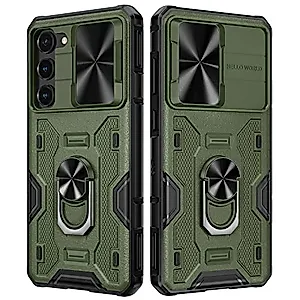 VEGO for Galaxy S23 Plus Case, Samsung S23 Plus Case with Stand & Slide Camera Cover Magnetic Absorption, Microfiber Lining 4 Corners Sponge Cushion Shockproof Case for Galaxy S23 Plus 6.6" - Green