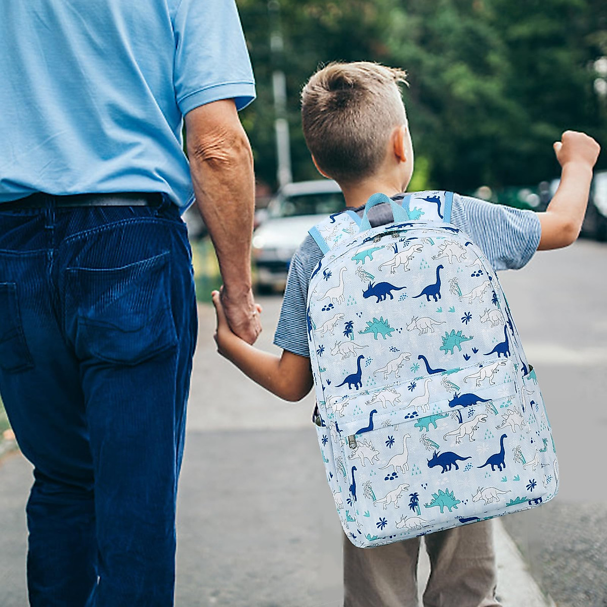 LOIDOU Kids Backpack Boys Preschool Kindergarten Elementary School Backpacks with Lunch Box Dinosaur Kids School Bags BookBag Set