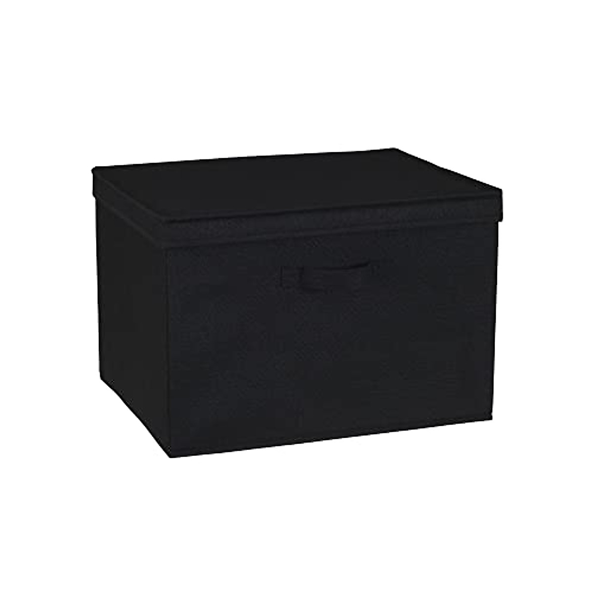 Household Essentials Wide Fabric Storage Bins with Lids, Black, Set of 2