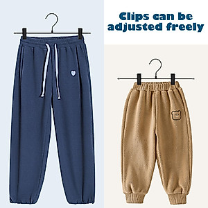 16-Pack Black Pants Hanger, Adjustable Women's Skirt Hanger, Jeans Hanger Pants Hanger, Heavy Duty Space Saving Shorts Hanger