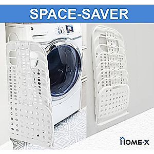HOME-X Collapsible Laundry Hamper, Plastic Clothes Hamper and Collapsible Laundry Basket, Convenient Hanging Laundry Hamper, 18" L x 10 ½” W x 6 ½” H, White