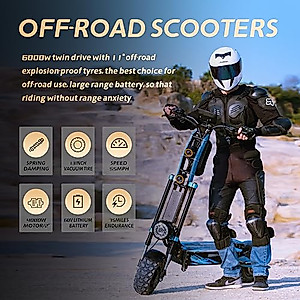 MORADVEN Electric Scooter high Power Dual Drive 4000W Motor, top Speed 60 mph, 60V45AH Range 90 Miles 13-inch Large Screen Removable seat Off-Road Tires Adult Electric Scooter