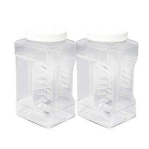 ljdeals 1 Gallon Clear Plastic Storage Containers Grip Jars, Wide Mouth Square Canisters, Pack of 2, BPA Free, Food Safe, Made in USA
