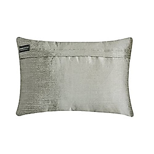 The HomeCentric Silver Lumbar Pillow Cover, Ribbon Rose Lumbar Pillow Cover, 12x24 inch (30x60 cm) Lumbar Pillow Cover, Rectangle Silk Lumbar Pillow Cover, Modern Lumbar - Silver Rose Garden