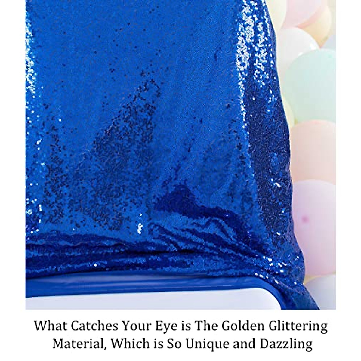 Pardecor Sequin Fabric by The Yard Glitter Fabric 1 Yard Little Mermaid Fabric Mesh Fabric Sequence Fabric Linen Material Fabric for Sewing Sparkle Cloth Fabric (1 Yard, Royal Blue)