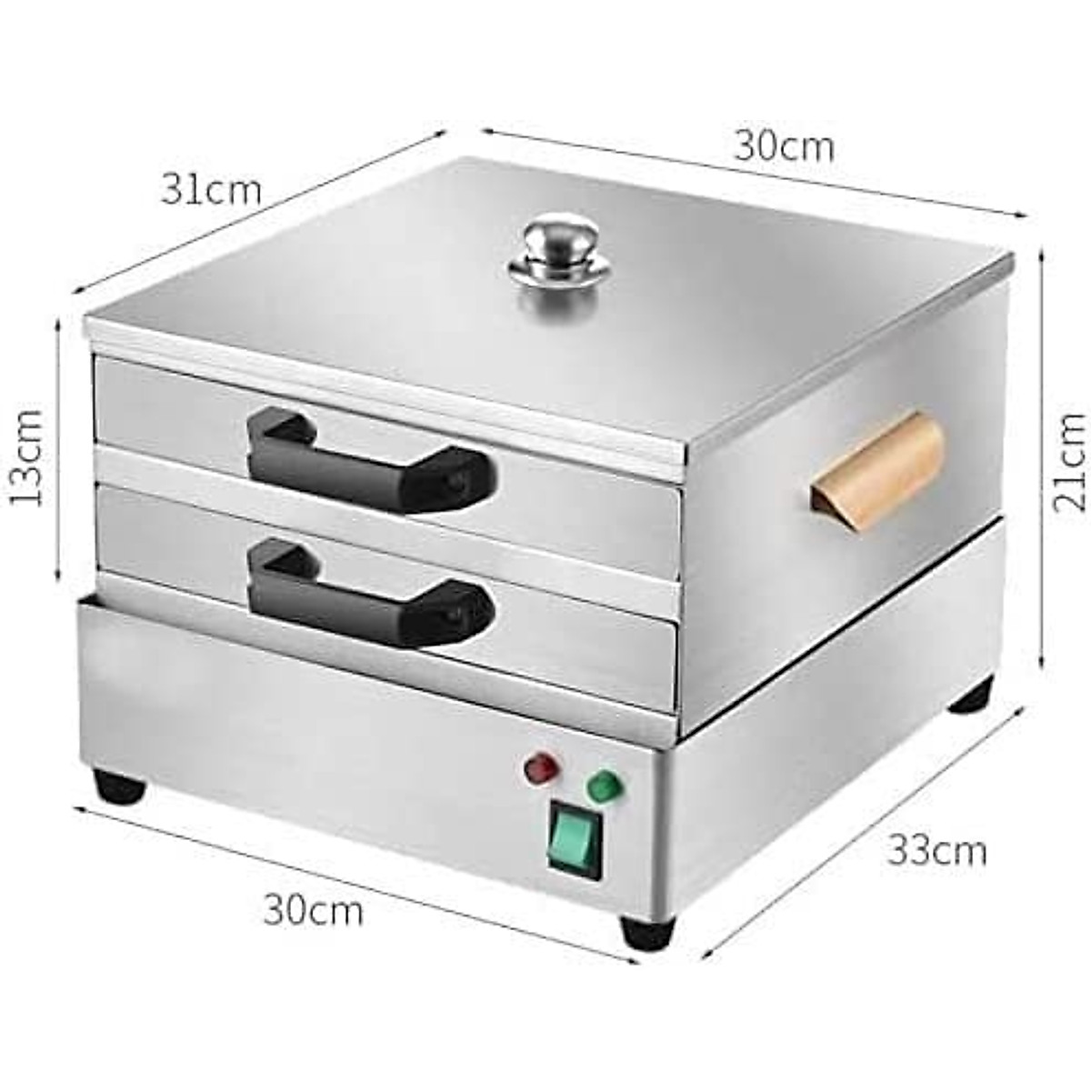 DAREV Electric Cantonese Rice Noodle Rolls Machine, 2 Layer Stainless Steel Steamed Vermicelli Roll Steamer with 3 Steameing Tray