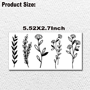 Tazimi 12 Sheets Black Flower Temporary Tattoos for Women Girls,Black Small Wild Floral Bouquet Tiny Branch Floral Wild Plants Sketch Tattoo Stickers for Women Body Art Arm