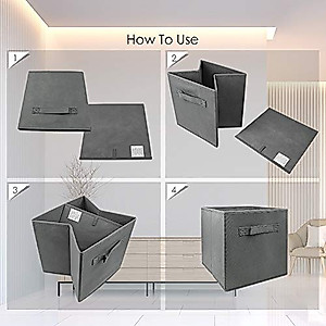 EBIGIC Mini Size 3-Pack Cube Storage Bins 9.0"x7.5"x7.5" Fabirc Foldable Closet Toy Organizer Collapsible Cloth Gray