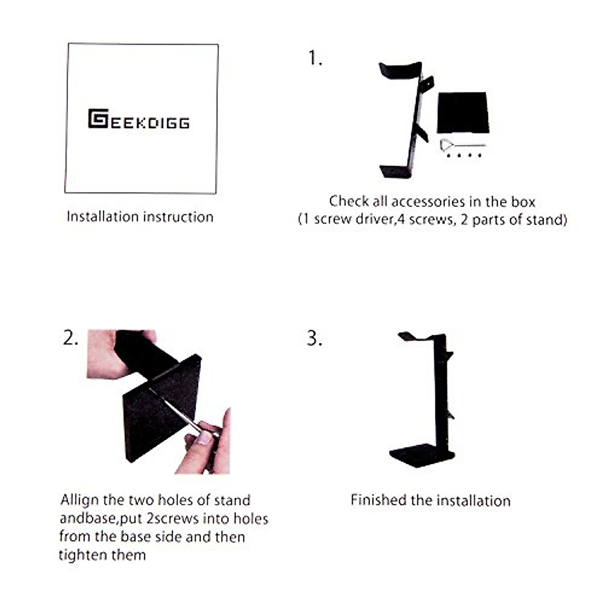 GeekDigg Headphone Stand Gaming Headset Holder For Desk Cable Organizer & Cellphone Stand for All Headphones Size headphone Holder Set for Gaming PC Accessories Gaming Station Transparent