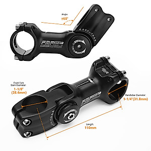 Himiway 31.8mm Bike Stem 110mm ±60 Degree Adjustable MTB Stem Aluminum Alloy Bicycle Handlebar Stem Extender Riser for Most Mountain Bike Road City Bike MTB (Only Fit 1.25"/31.8mm Handlebar)