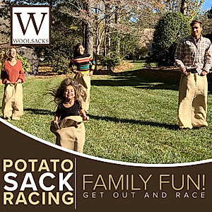 Woolsacks Potato Sack Race Bags for Adults | Large 24" x 40" Burlap Sacks for Sack Races | Great for Birthday Parties, Outdoor Events, Gardening, & More (Pack of 5)