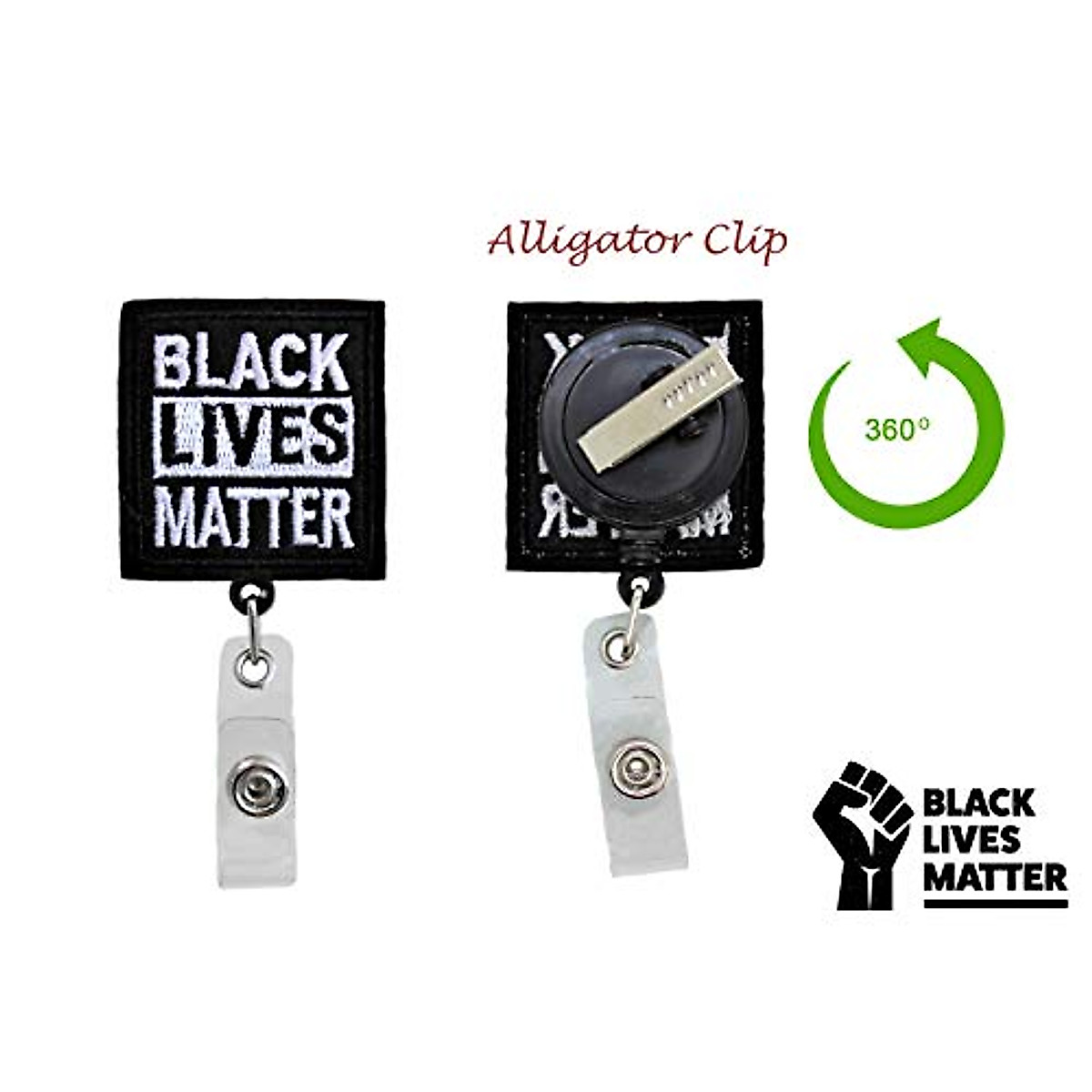 Black Lives Matter ID Badge Reel - BLM Retractable Holder for Nurses Doctors Hospitals and Office Staff | Support The Cause!