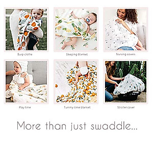 Viviland Muslin Baby Swaddle Blankets, Bamboo Cotton Soft Nursery Swaddle for Newborn Boys and Girls, Gender Neutral Receiving Blankets for Infants, Raccoon & Fox Pattern, 47 * 47 inches 4 Pack