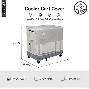 STEECA Waterproof Cooler Cart Cover Fits 65-80 Quqrt Patio Party Ice Chest Rolling Cooler, 32L x 18W x 32H inch