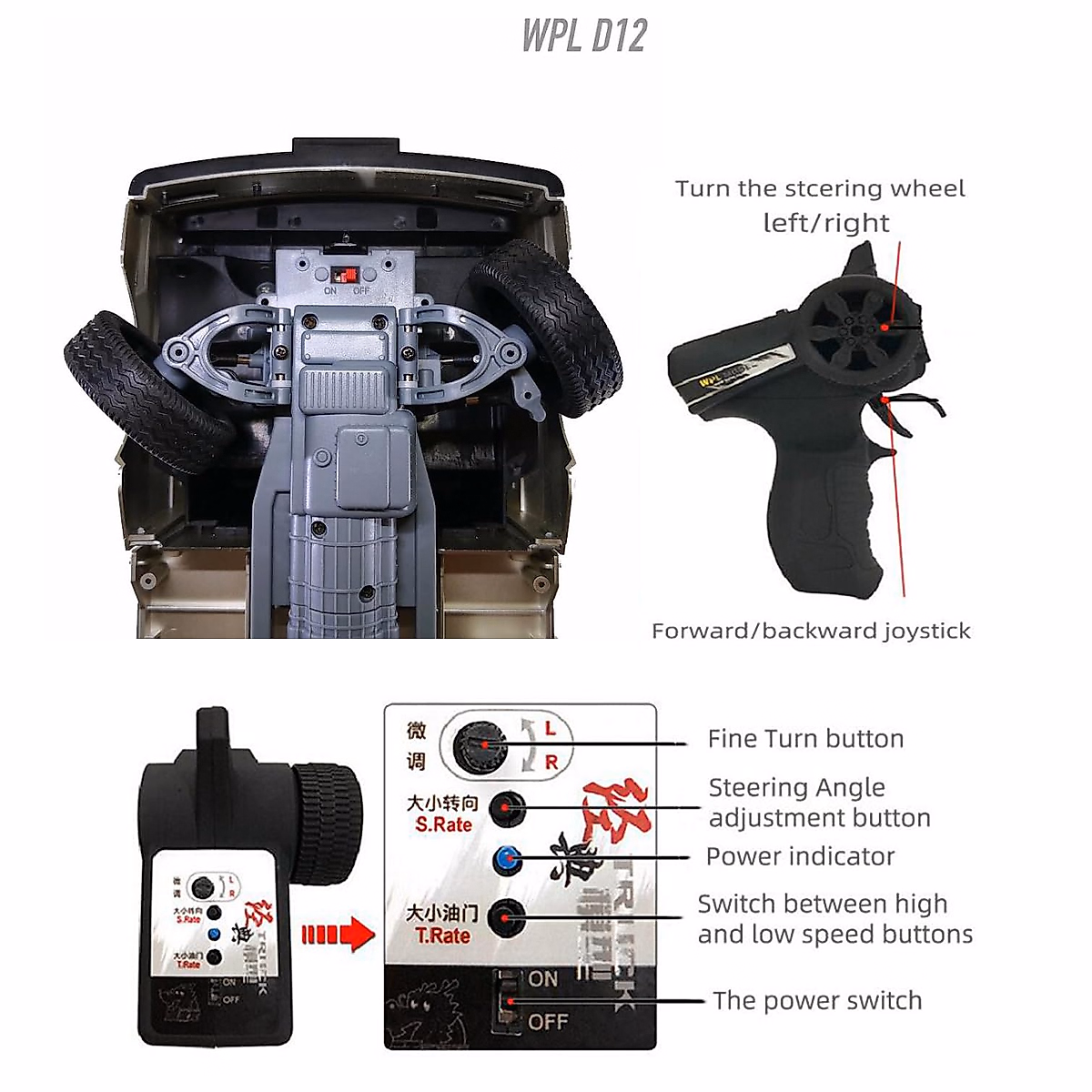 Apawband WPL D12 RC Car 1/10 RC Drift Car RTR Remote Control Car, Kei Truck Crawler Off Road 2.4G with Proportional Throttle Steering 260 Motor Rear Drive Hobby Grade Toy Adult Age 16+