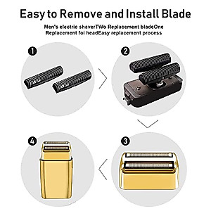 Shaver Replacement Foil and Cutters compatible with BaBylissPRO Barberology Double FXFS2 (2PC Gold)