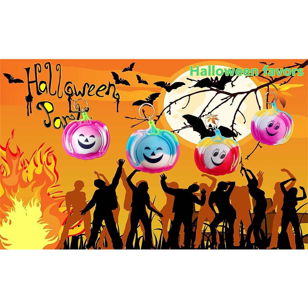 Roaqua Bulk 30 Packs Pumpkin Push Fidget Bubble Mini Pop Fidget for Teens and Kids,Small Birthday Halloween Party Favors Supplies and Classroom Student Prizes Gifts