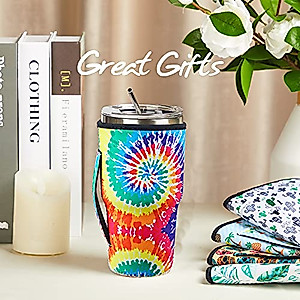 24 Pieces Iced Coffee Cup Sleeves Reusable Iced Coffee Cup Cover Neoprene Insulated Cup Sleeves Drinks Sleeve Holder for 30-32 oz Iced Coffee Cup Cold Hot Beverages Drinks, 24 Styles