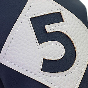 Majek Retro Golf Headcovers Blue White and Yellow Vintage Leather Style 1 & 5 Driver Fairway Head Cover Fits 460cc Drivers Classic Look