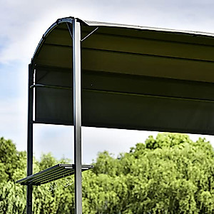 DHPM Iron Double Tiered Backyard Patio BBQ Grill Gazebo with Bar Counters&Extendable Shades for Your Yard, Patio, Garden, Outdoor or Party